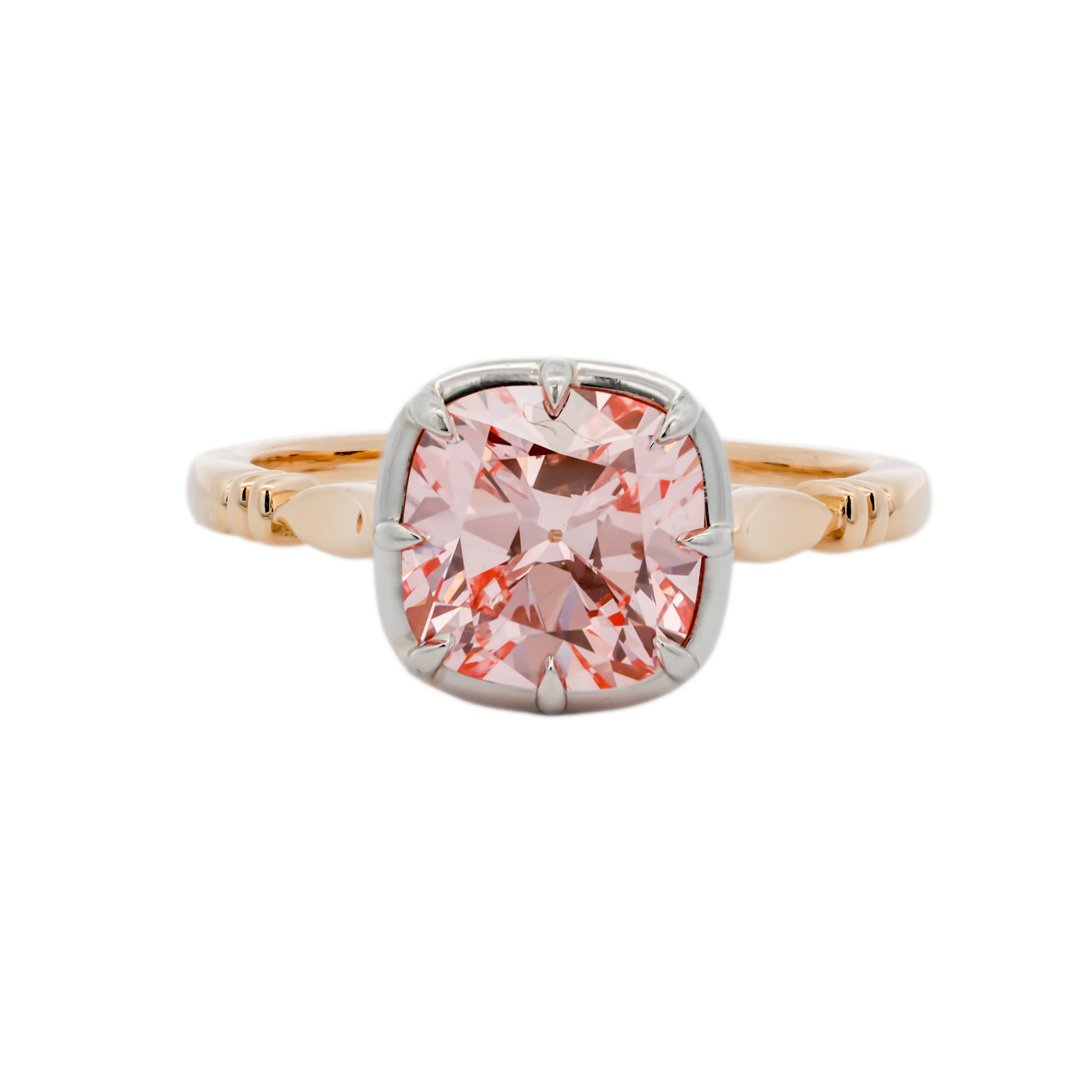 2.19ct Pink Antique Cut Diamond Button Back Collet Ring
